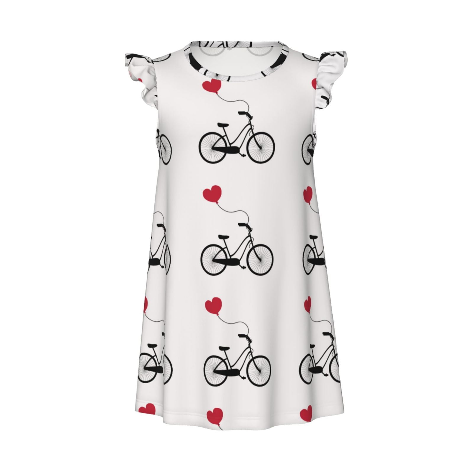 Bike Pattern heart Girls Nightgowns, Pajamas for Girls, Soft Flutter ...