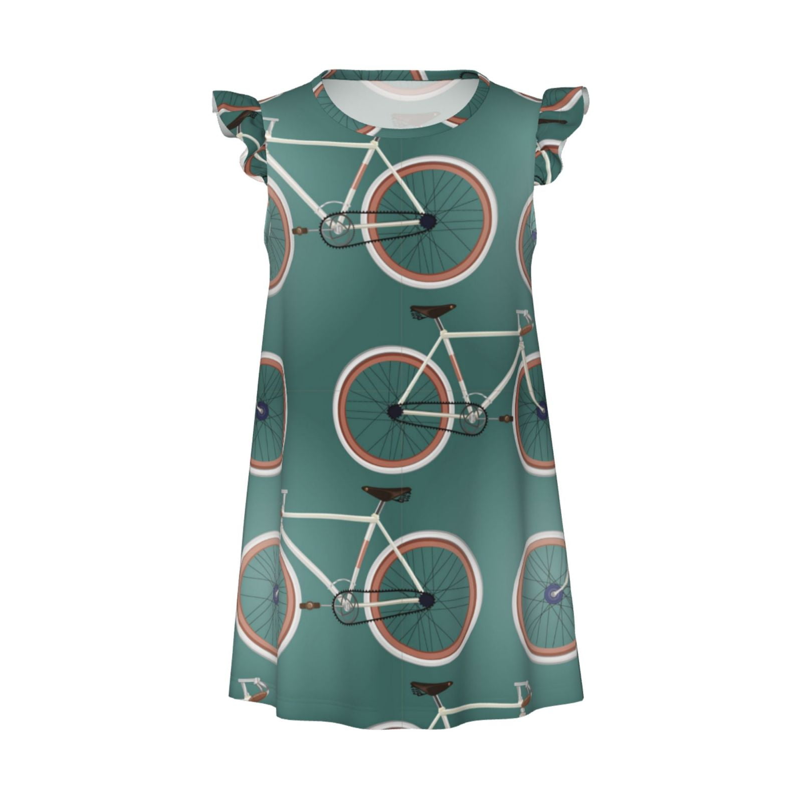 Bike Pattern modern Girls Nightgowns, Short Sleeves Princess Dress ...