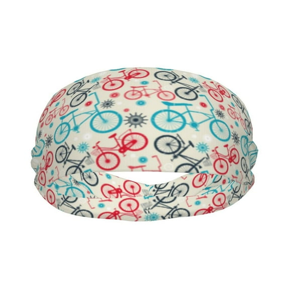 Bike Pattern red blue Headbands for Women/Men, Elastic Wide Soft Sweat Head Band Sports Hair ...