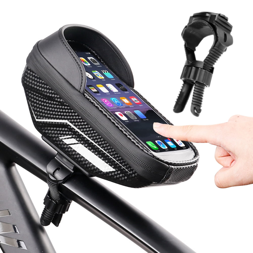 Bike Phone Mount Bag Waterproof Front Frame Bag Hard Bike Handlebar Bag ...