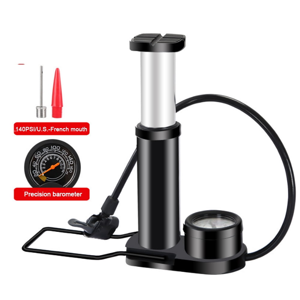 Bike Pump,140 Psi Mini Portable Bicycle Pump, Mini Foot Pump With Pressure Gauge, Double Valve ...