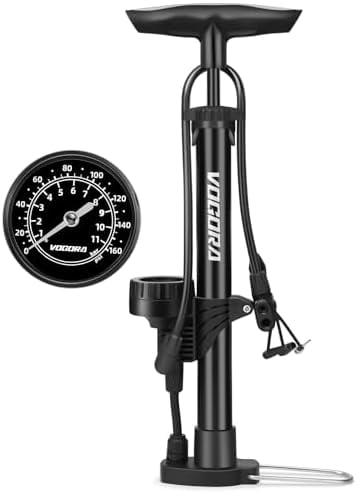 Bike Pumps for Bicycle Tyres with Pressure Gauge, Portable with Presta ...