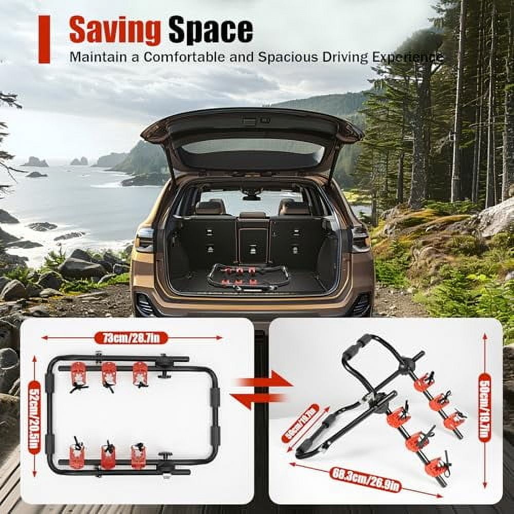 Bike Rack 3-Bike Trunk Rack Rear Trunk Boot Mount Portable Bike Rack ...