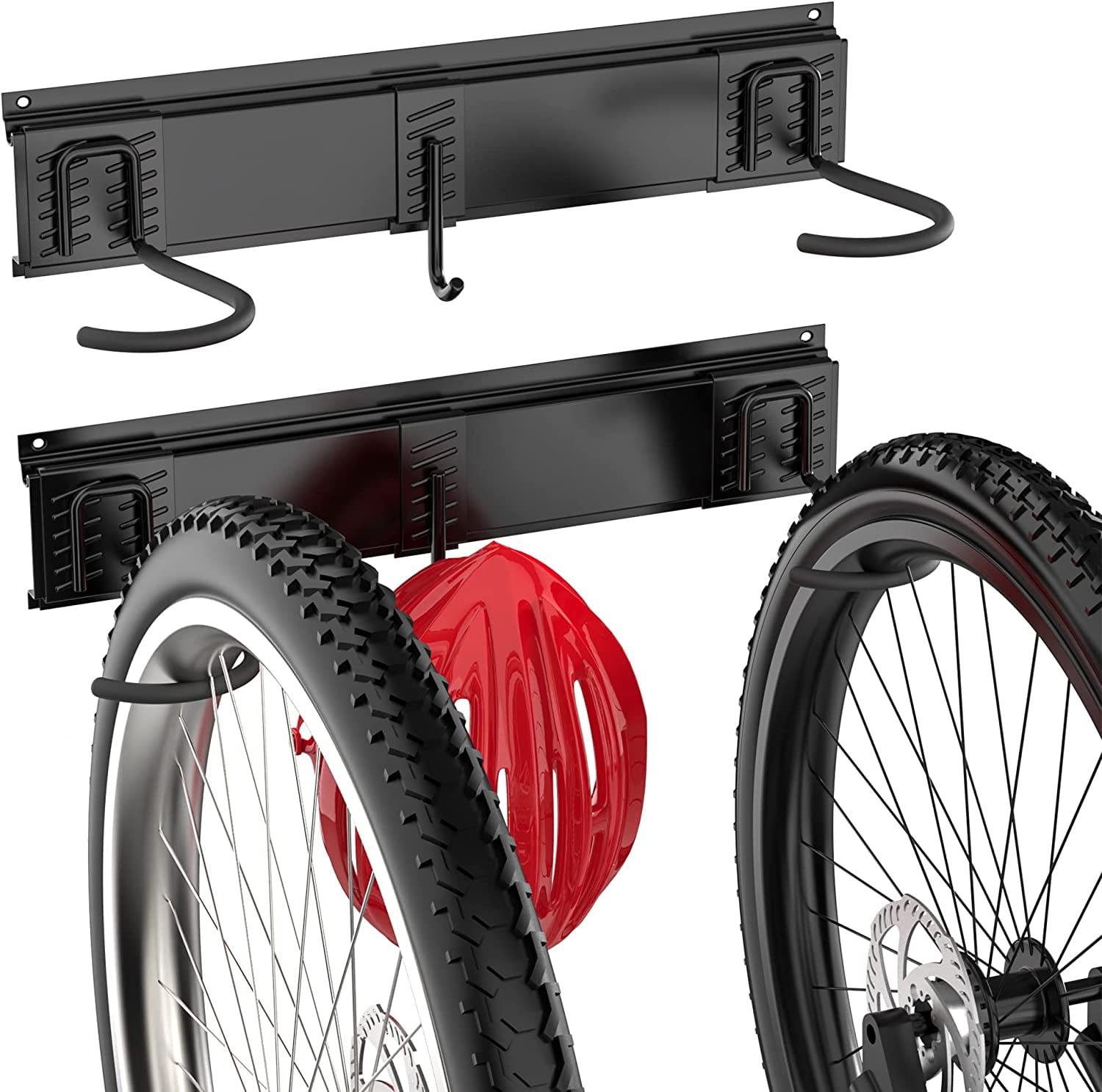 Bike Rack, Garage Bike Rack Wall Mount for 2 Bicycle and 1 Helmet ...