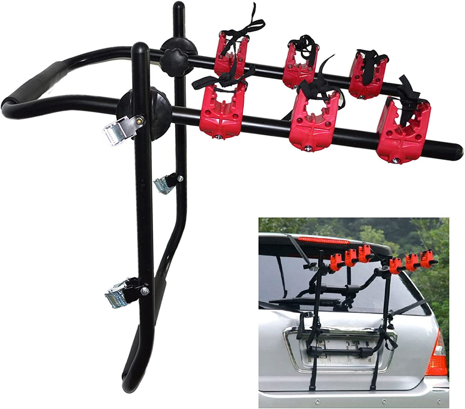 Bike Rack for Car, Bike Trunk Mount 3-Bike Car Carrier Rack Hitch Mount ...