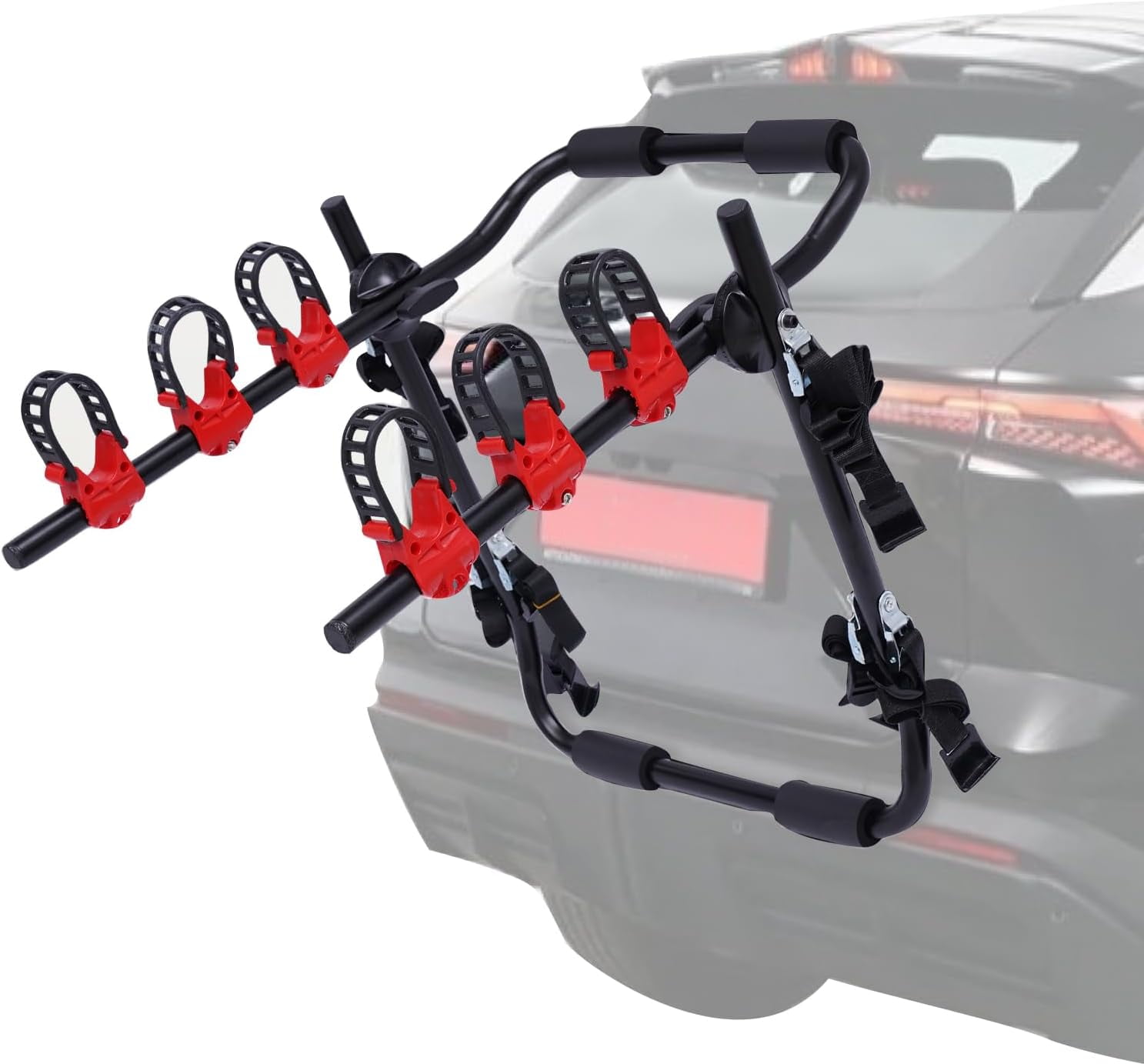 Bike Racks, Car Trunk Bicycle Rack Carrier, Mounts 3 Bikes, Foldable ...