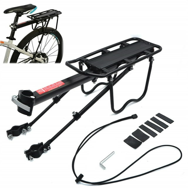 Bike Rear Carrier Rack, Adjustable 110lbs Bicycle Cycling Cargo Carrier ...