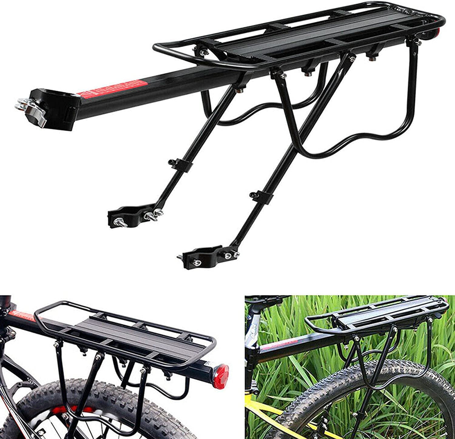 Bike Rear Rack, 110lbs Capacity Rear Bike Rack Adjustable Bicycle Cargo ...