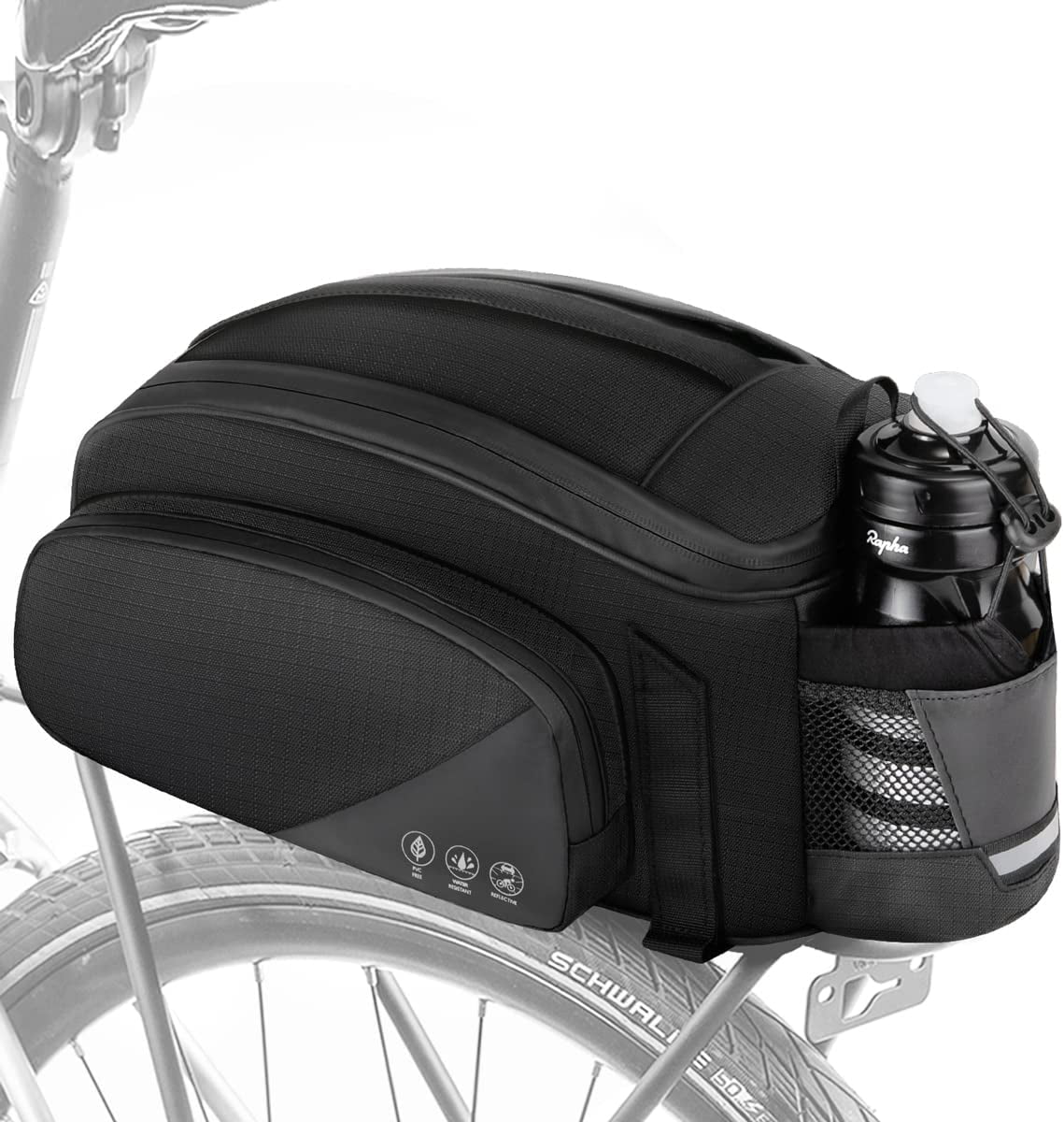 Bike Rear Rack Bag, 12L Waterproof Reflective Bicycle Trunk Bag ...