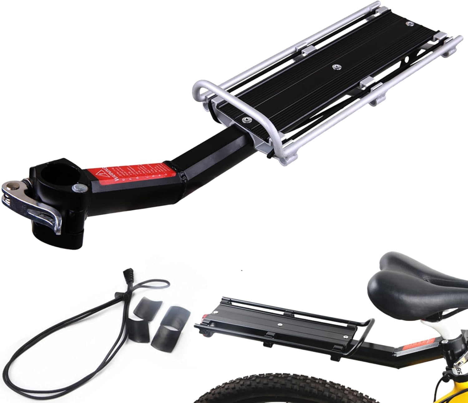 Bike Rear Rack Carrier Rack Bike Luggage Rack 19x5in Quick Release Bike ...