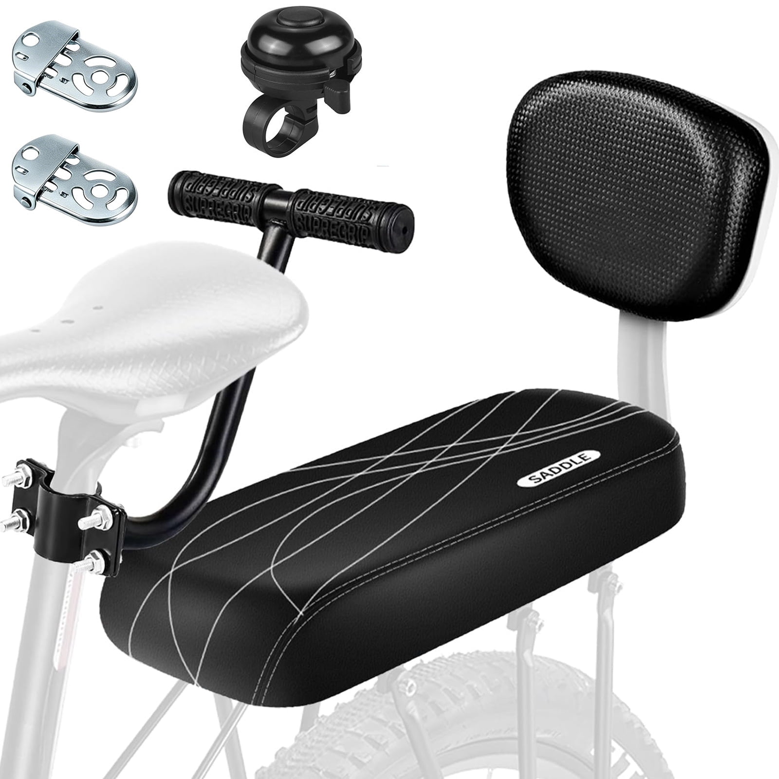 Bike Rear Seat for Adults, Passenger Carrier with Cushion, Backrest ...