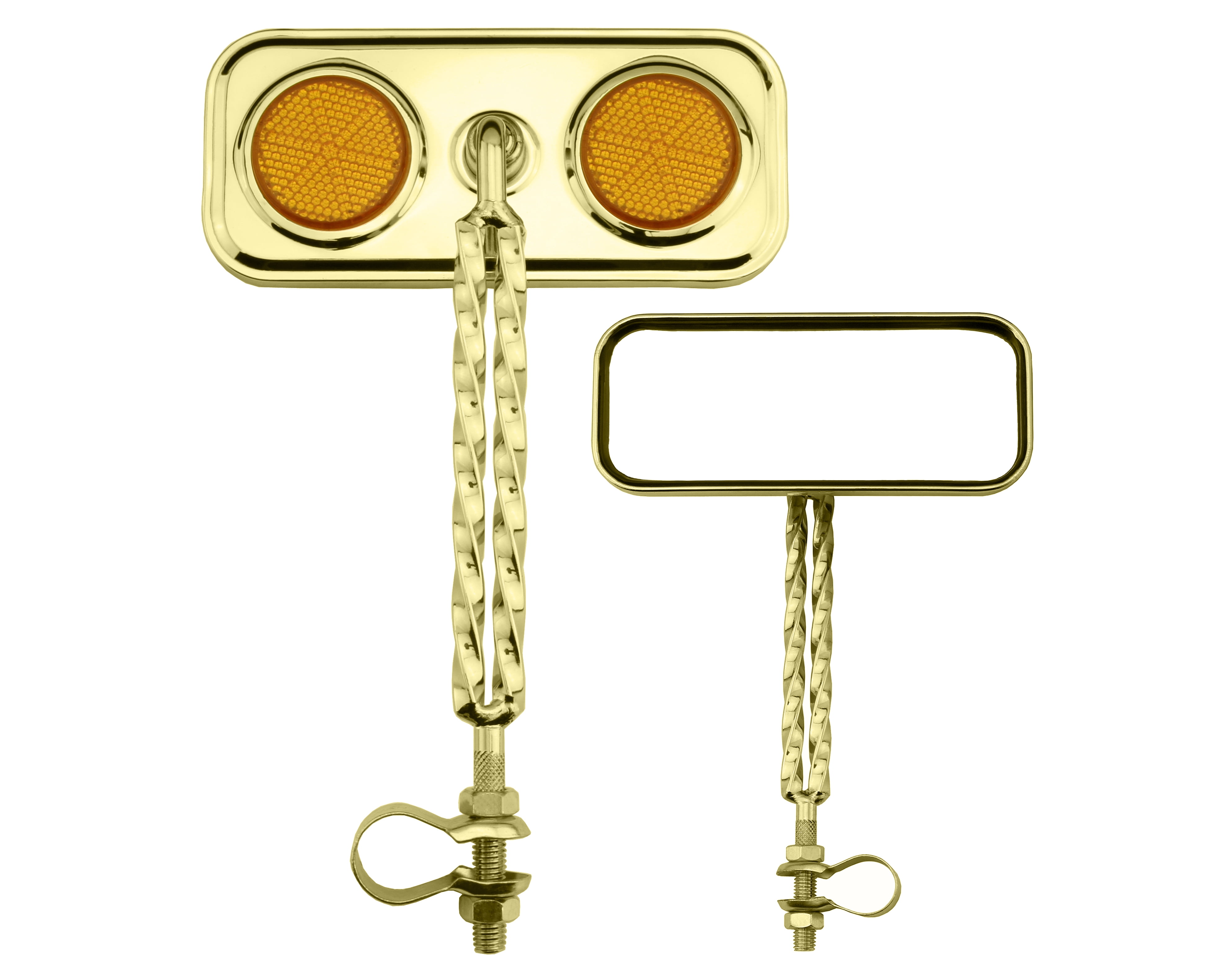 Bike Rectangle Double Square Twisted Mirror Gold Amber Reflectors ...