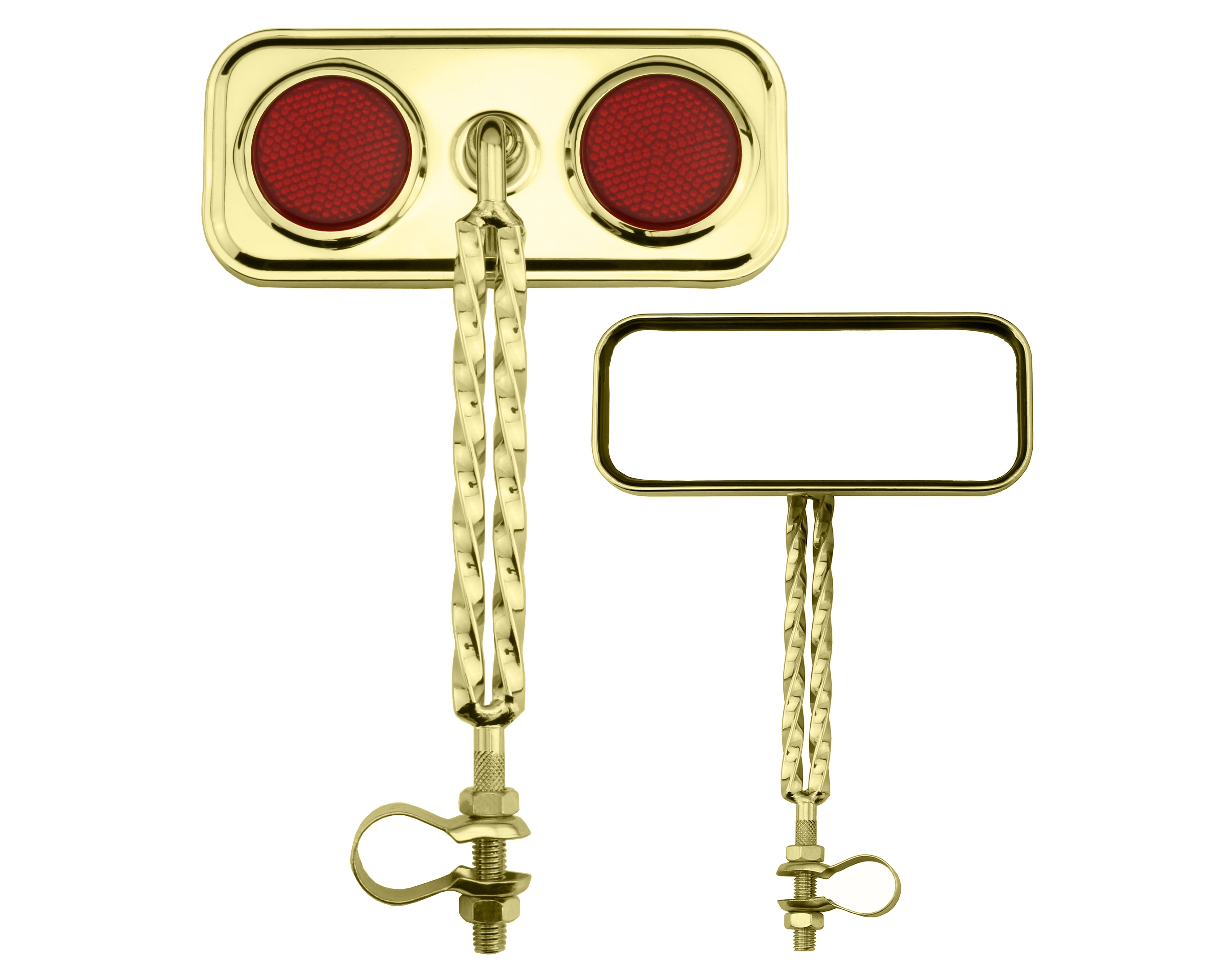 Bike Rectangle Double Square Twisted Mirror Gold Red Reflectors ...