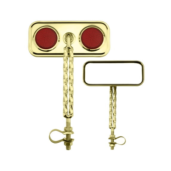 Bike Rectangle Double Square Twisted Mirror Gold Red Reflectors ...