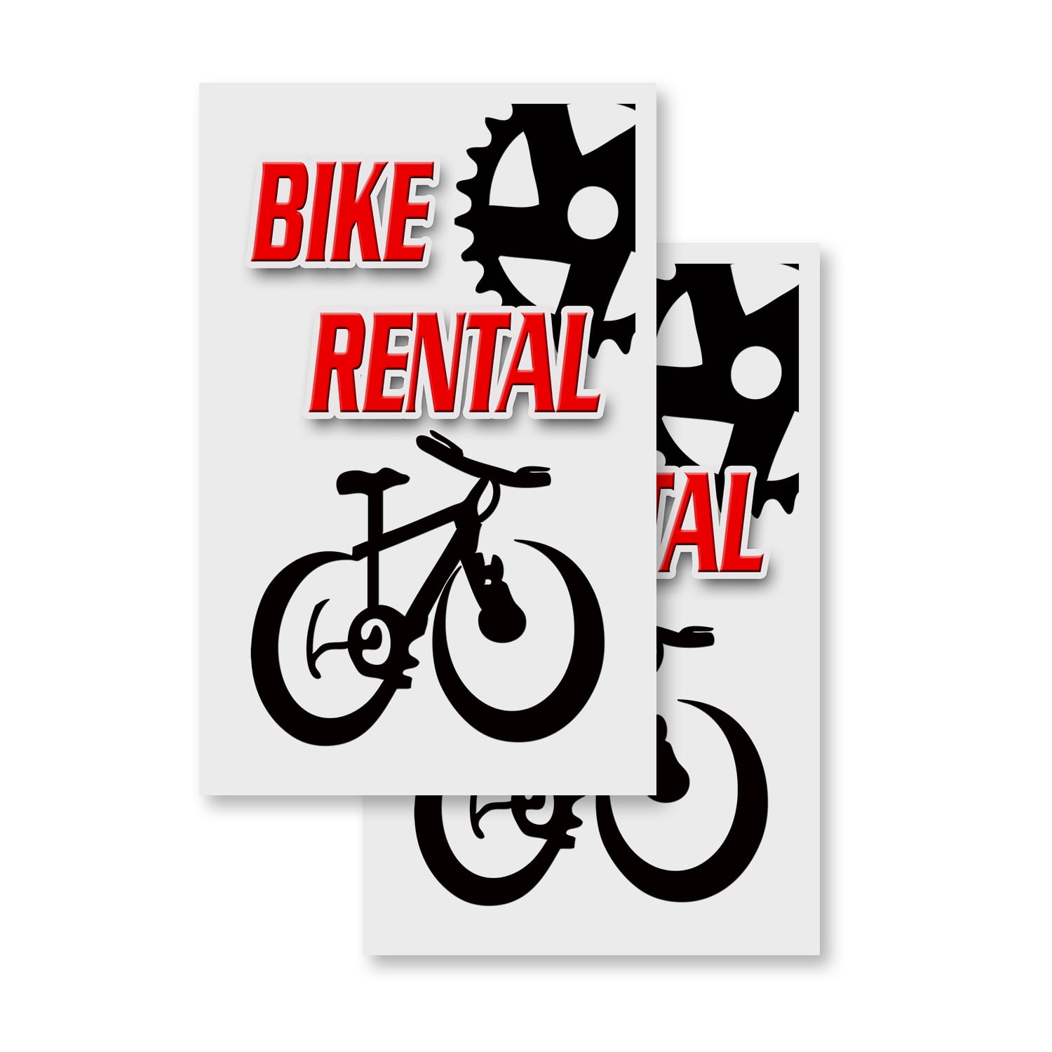 Bike Rental (2-PACK) 24" x 36" Vinyl Decals | Sign Insert Peel & Stick ...