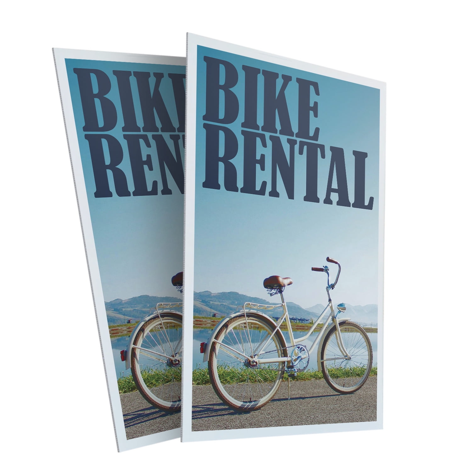Bike Rental (2-Pack) 24 Inch x 36 Inch Plastic Signs | Sign Insert 4mm ...