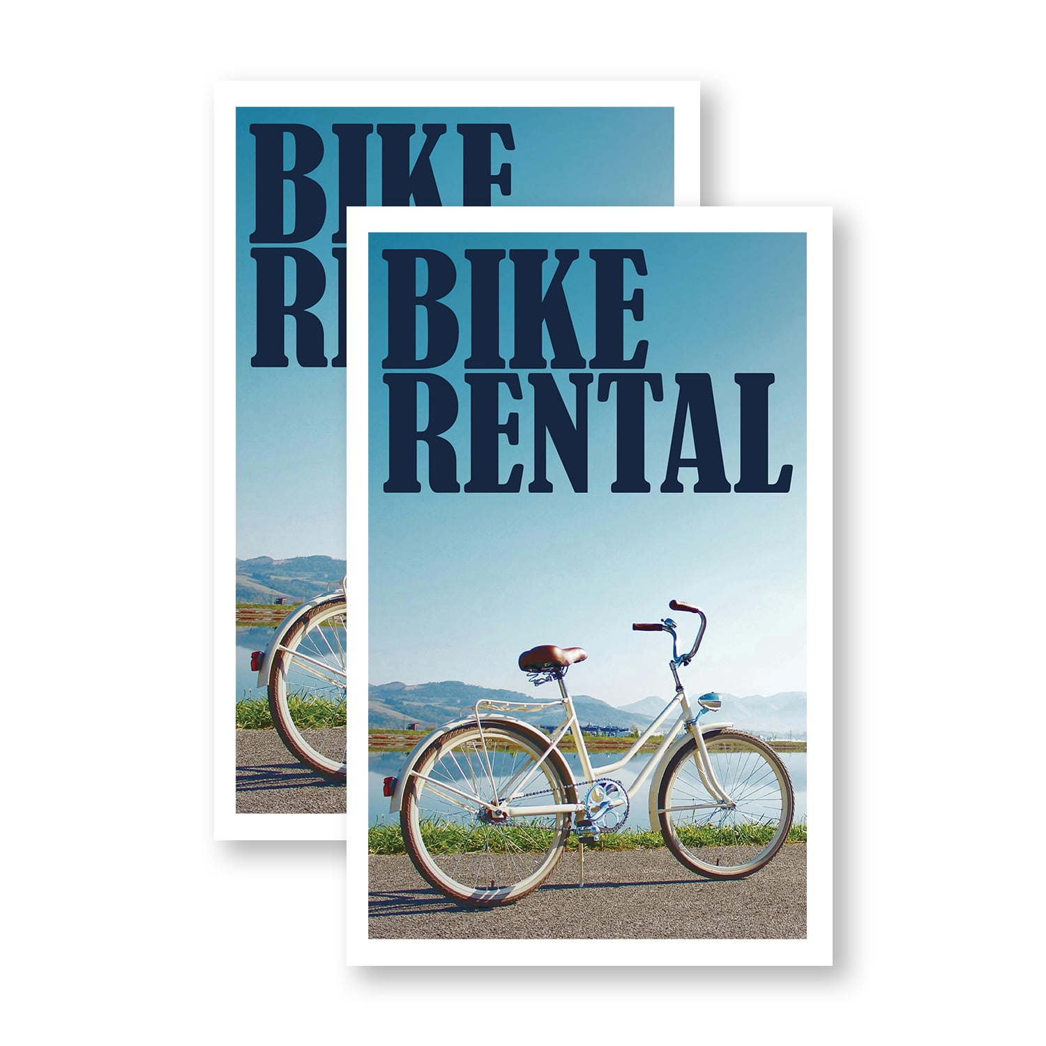 Bike Rental (2-Pack) 24 Inch x 36 Inch Vinyl Decals | Sign Insert Peel & Stick Decals Stickers ...
