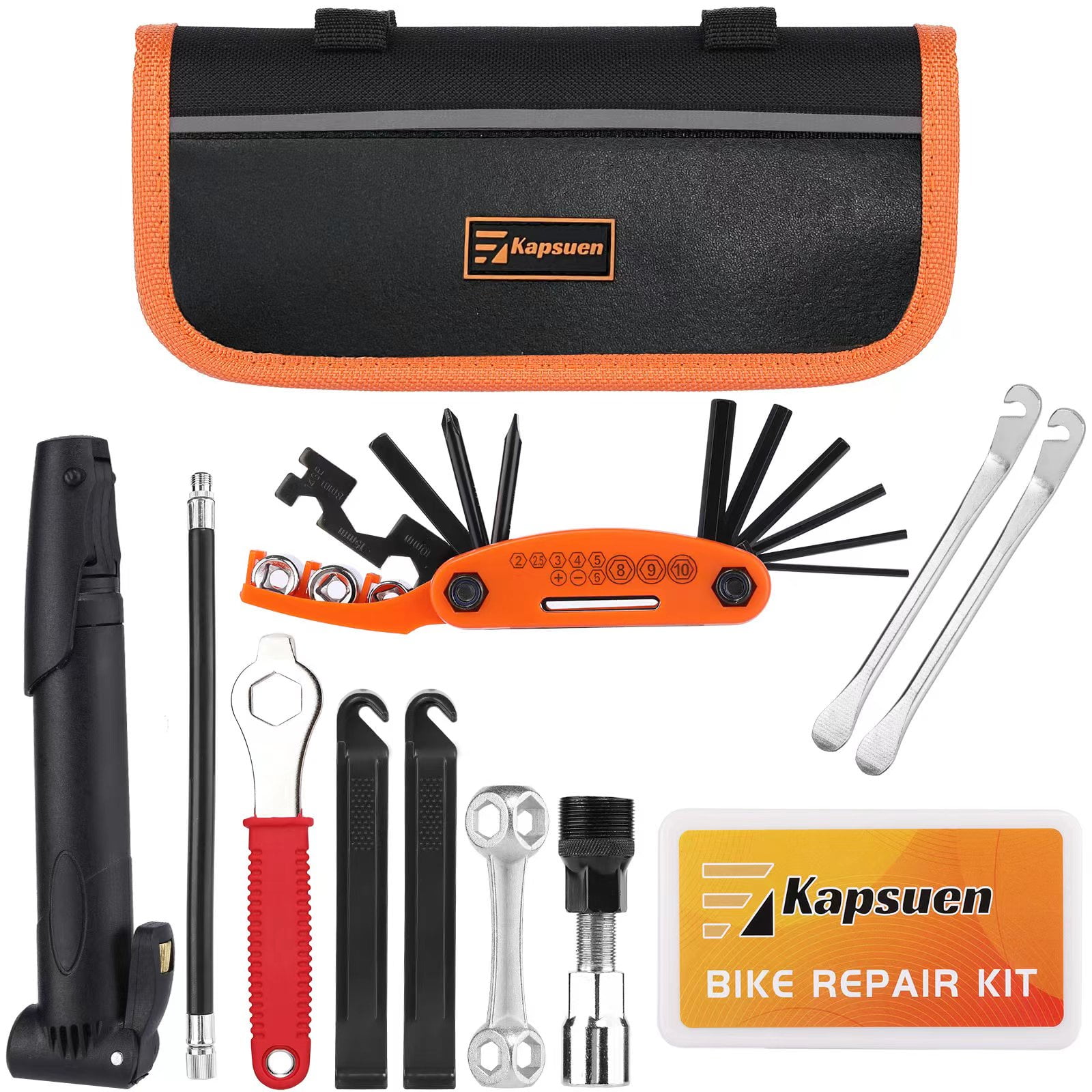 Kapsuen Portable Bicycle Repair Tool Kit, 16-in-1 Multitool Set with ...