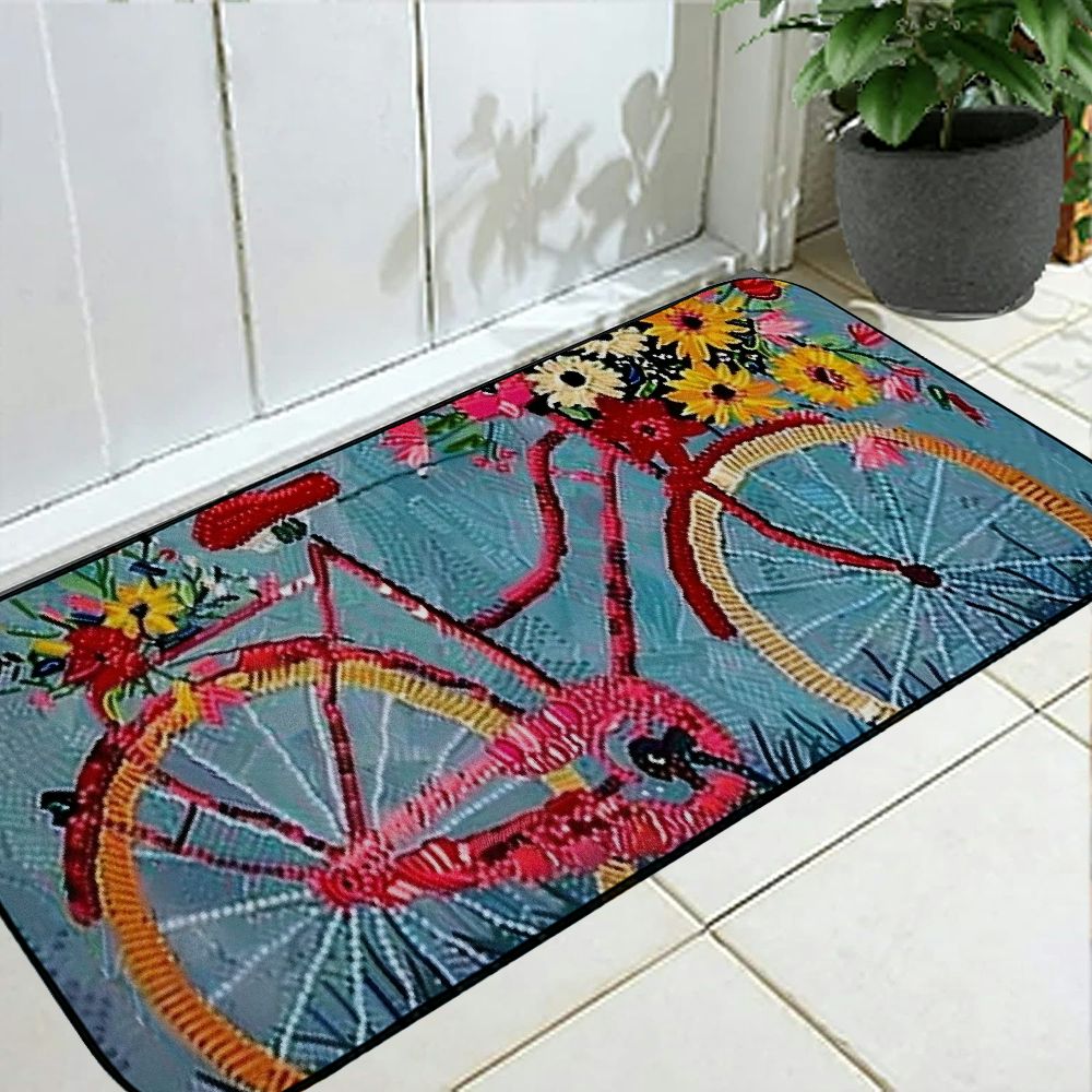 Bike Rider Indoor Outdoor All Weather Welcome Natural Material Spring ...
