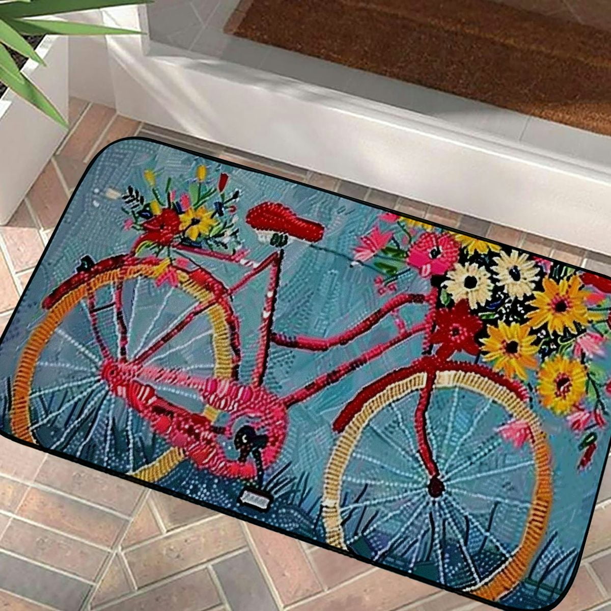 Bike Rider Indoor Outdoor All Weather Welcome Natural Material Spring ...