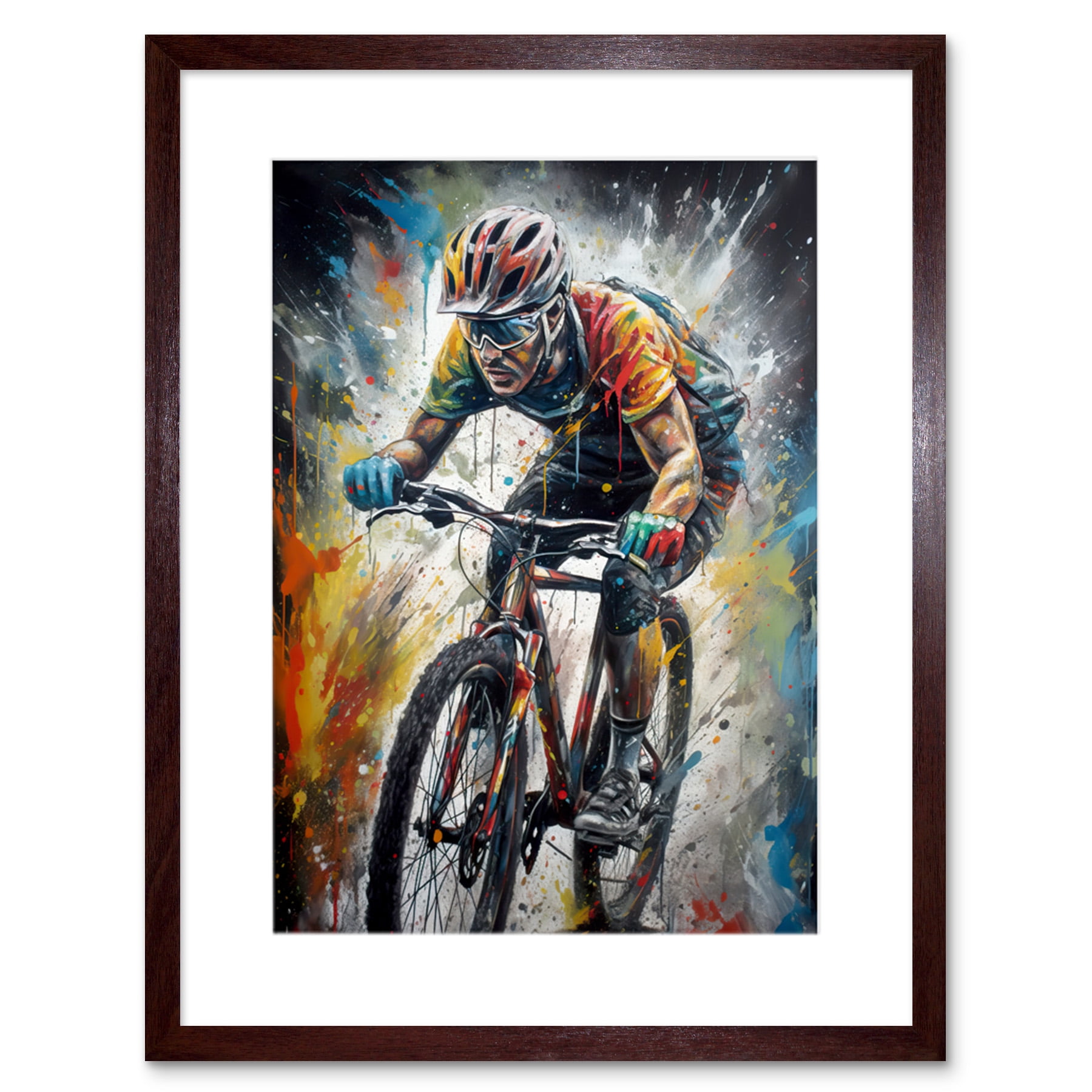 Bike Rider Racing Paint Splat Sport Bicycle Race Artwork Framed Wall ...