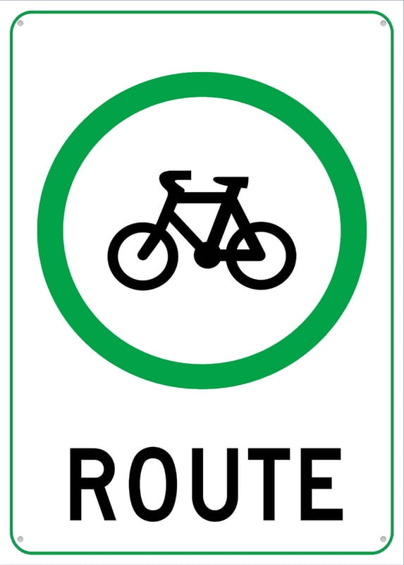 Bike Route Sign 12X8 Inch Tin Sign Great For Garden And Yard Wall Decor ...