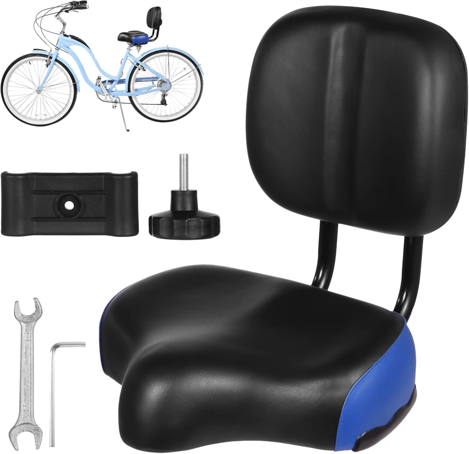 Bike Seat with Backrest - Oversized Bicycle Saddle with Back Support ...