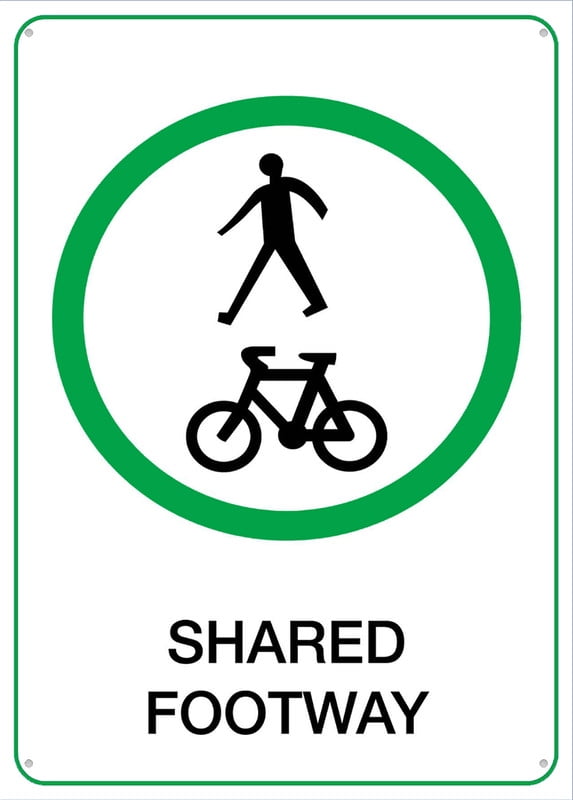 Bike Shared Footpaths Sign For Business 8"X12" Rust Free Aluminum Uv ...