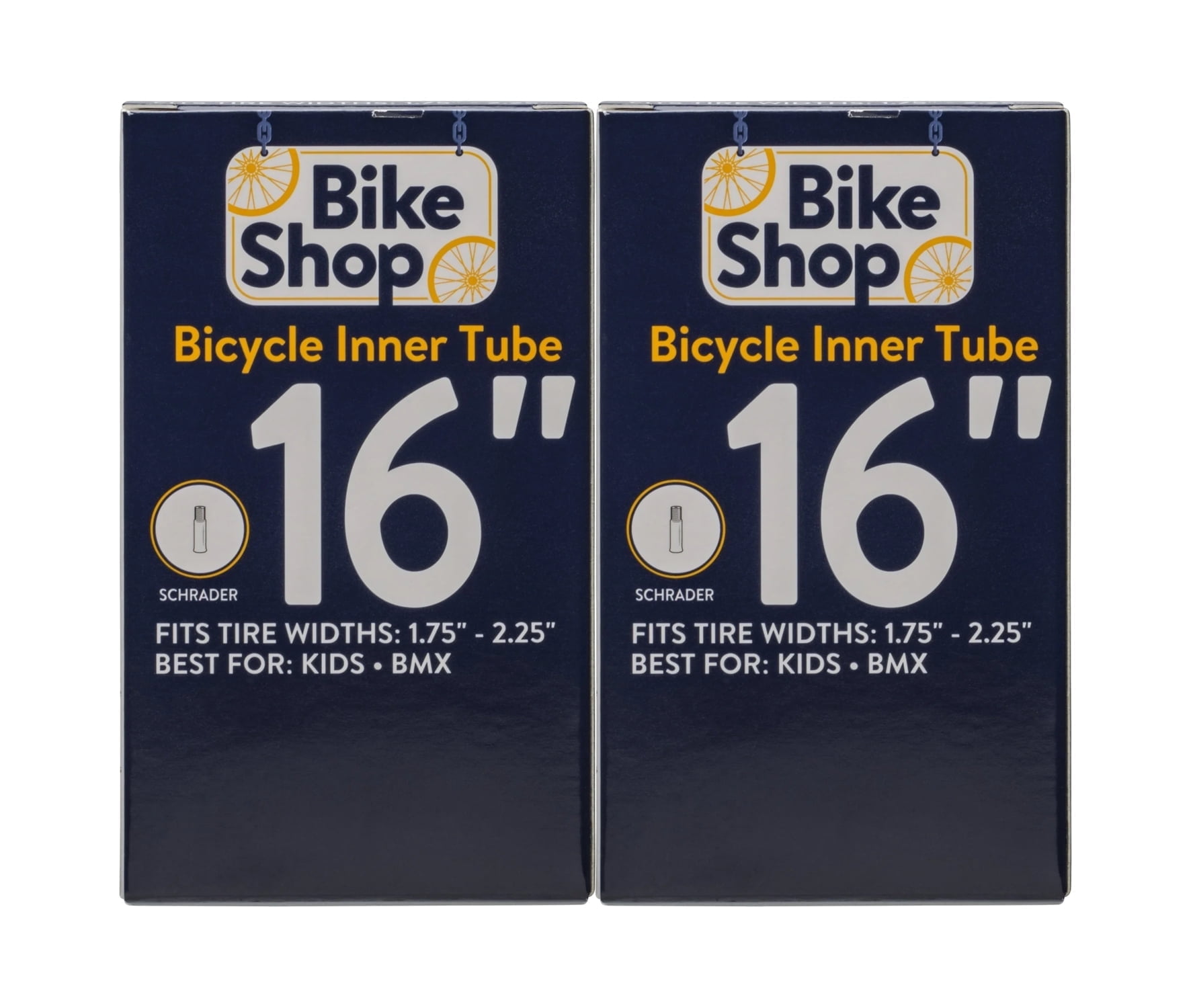 Bike Shop Bicycle Inner Tube, Schrader Valve, 16" x 1.75-2.25" 2 Pack ...