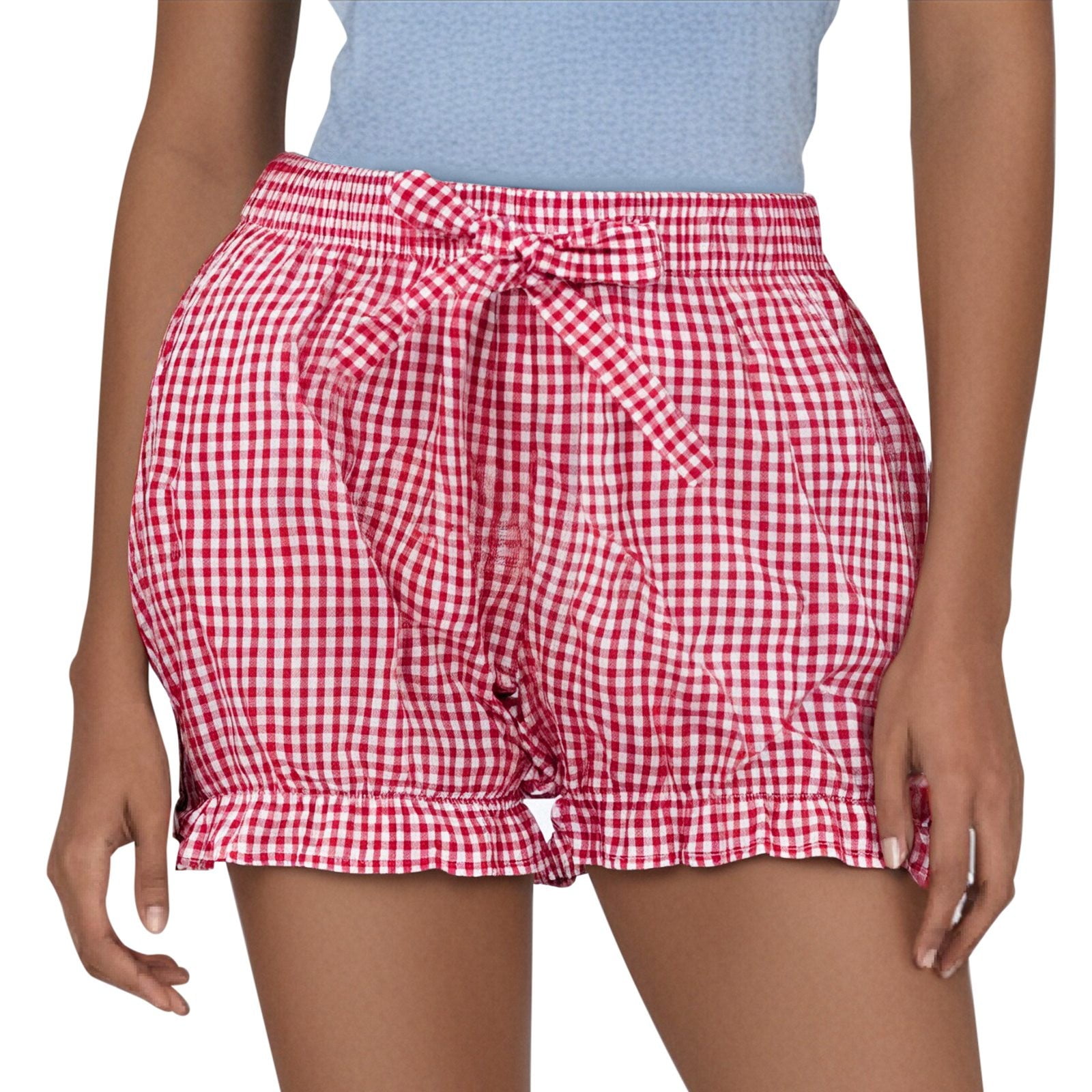 Bike Shorts Women Fashionable Bow Tie Plaid Mini Beach Clothing Women ...