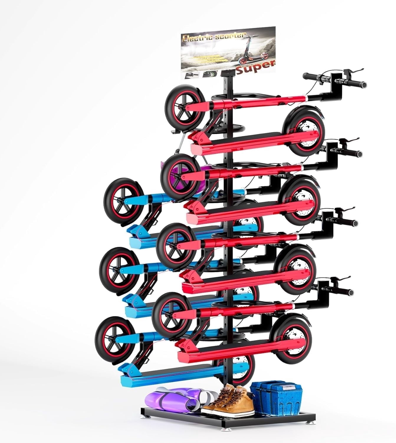 Ztysn Adjustable Metal Bike Stand Organizer,Hold 8 Electric Scooters,4 ...