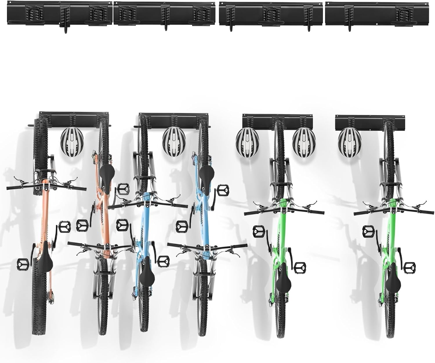Bike Storage Rack, 6 Bike Racks and 3 Helmets Hooks, Wall Mount Bike ...