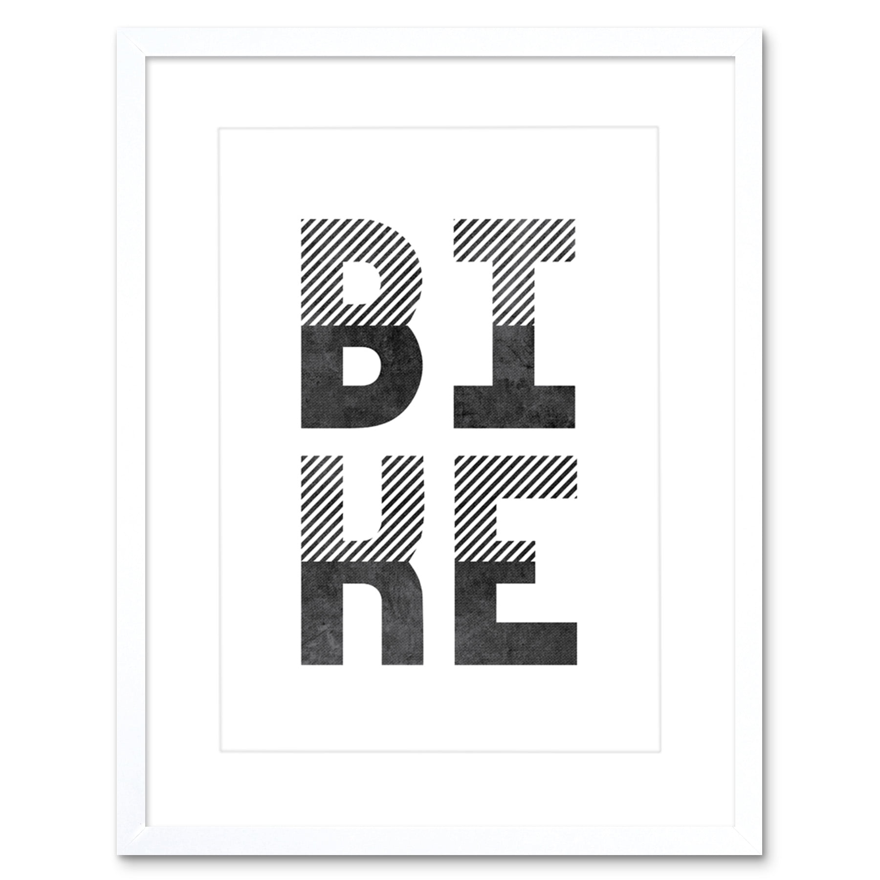 Bike Striped Word Art Artwork Framed Wall Art Print 9X7 Inch - Walmart.com