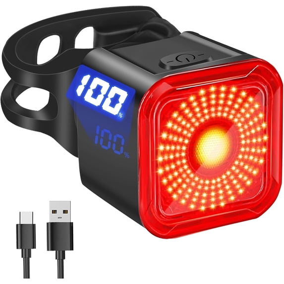 Bike Tail Light with LED Display Screen, USB-C Rechargeable 6 Modes ...