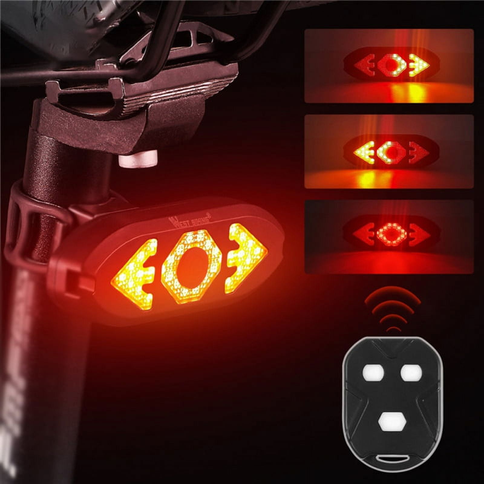 Bike Tail Light with Turn Signals Wireless Remote Control Rear Light ...
