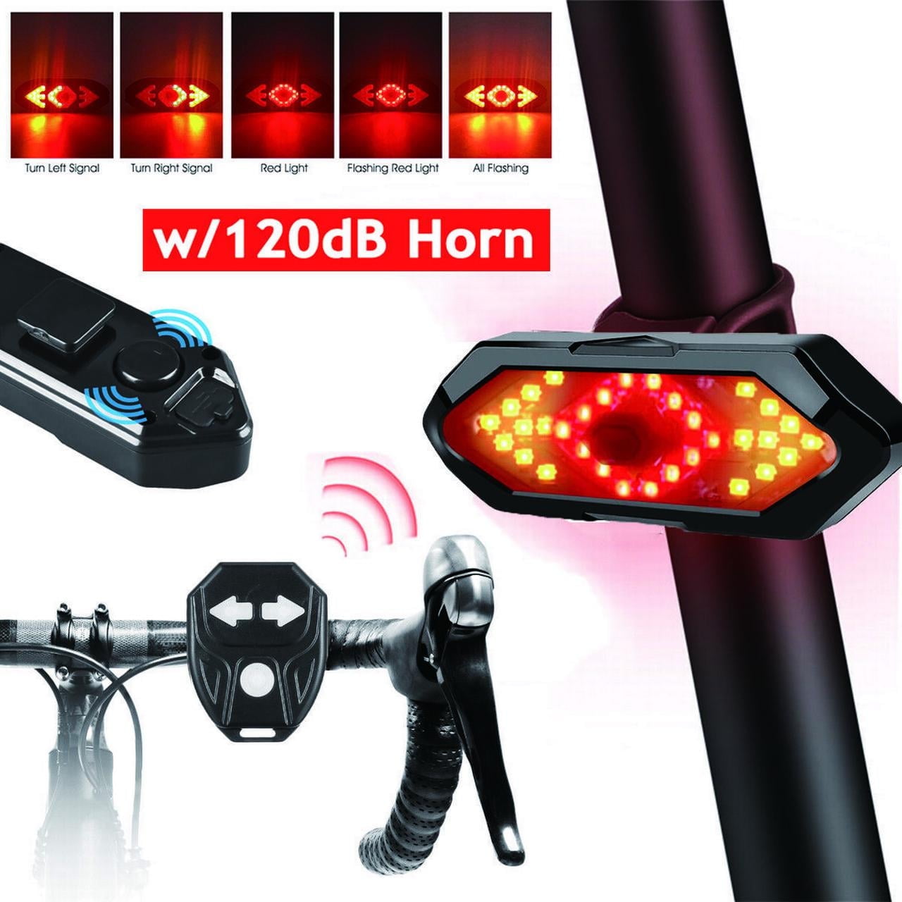QALLPESD Bike Tail Light USB Rechargeable, Turn Signals, 180Â ...