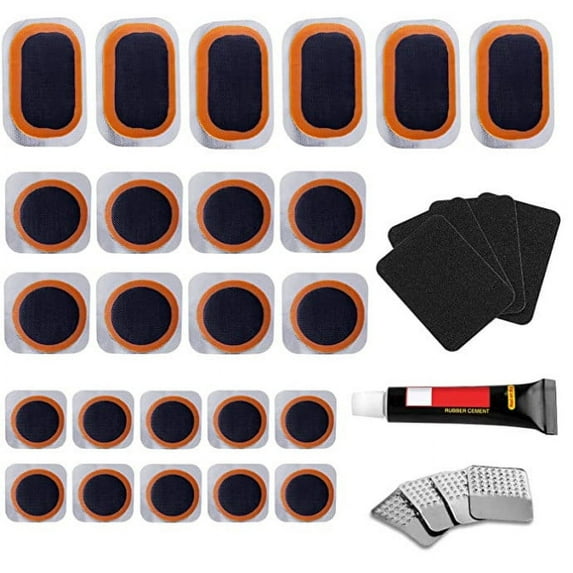 Bike Tire Kits Inner Tube Puncture Patch Kits 24 PCS Vulcanizing Metal ...