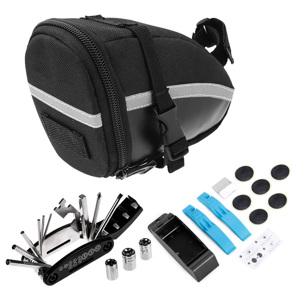Bike Tool Saddle Bag Cycling Seat Pack 16 in 1 Multi Function Tool Kit ...