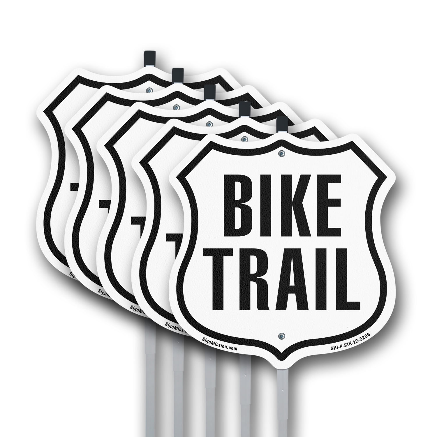 Bike Trail (5 Pack) 12 inch X 12 inch Shield Shaped Commercial Grade ...