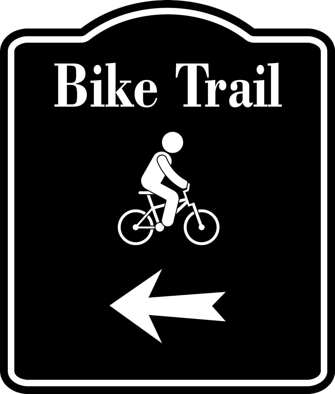 Bike Trail Symbol Left Arrow BLACK Aluminum Composite Sign, 8.5