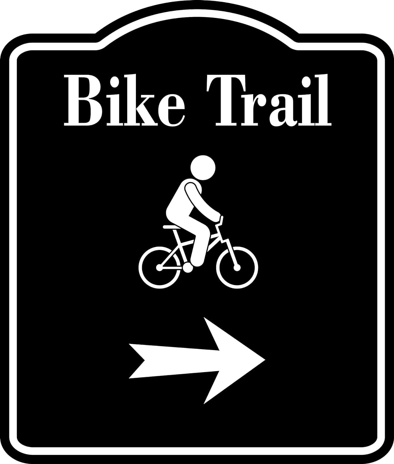 Bike Trail Symbol Right Arrow BLACK Aluminum Composite Sign, 15"x18 ...