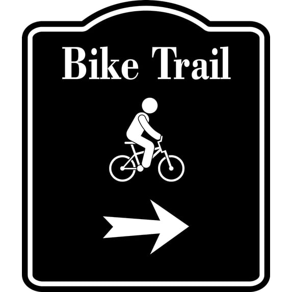 Bike Trail Symbol Right Arrow BLACK Aluminum Composite Sign, 20"x24 ...