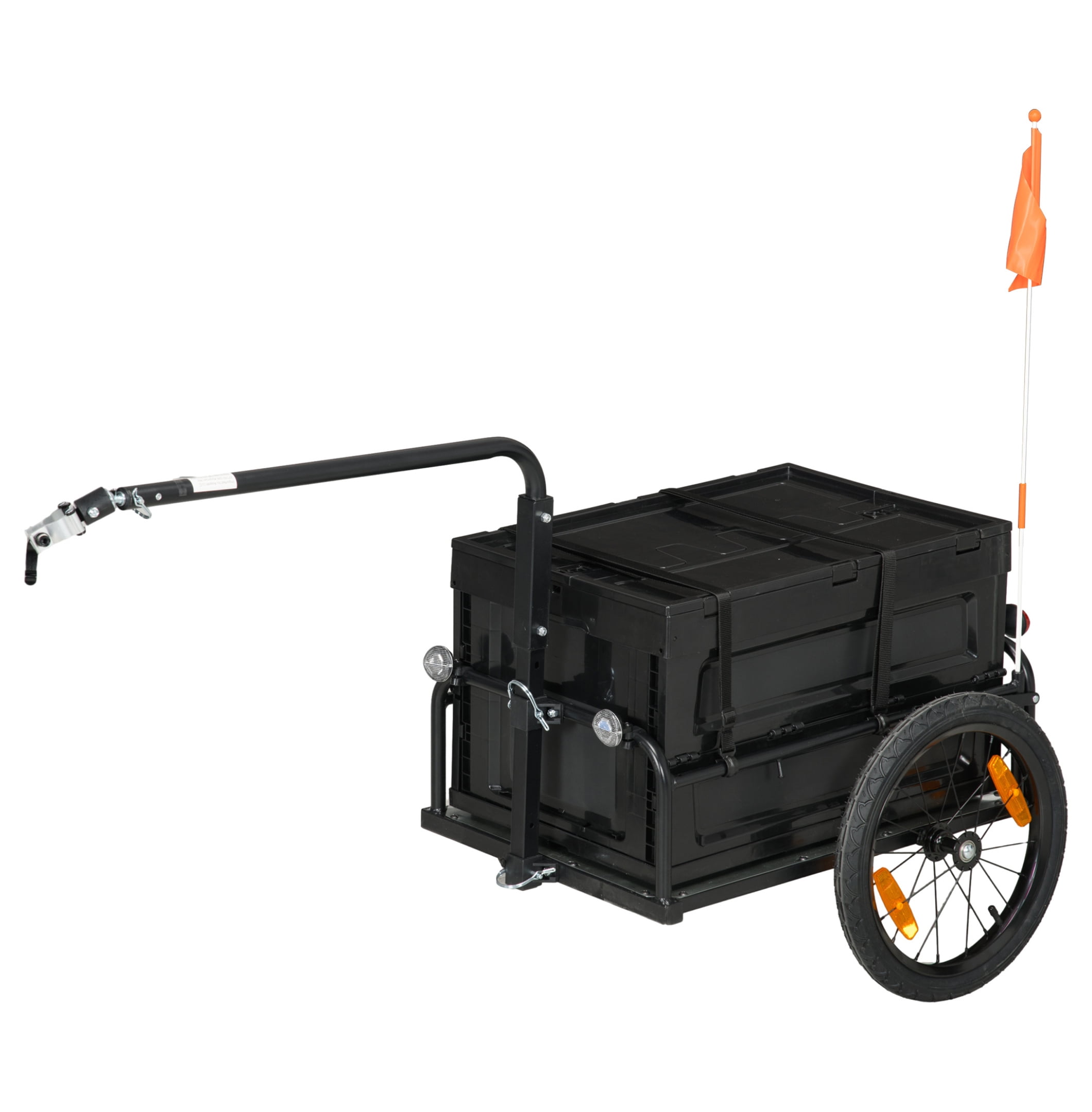 Bike Trailer, Cargo Bicycle Trailer with Storage Box, Galvanized Steel ...