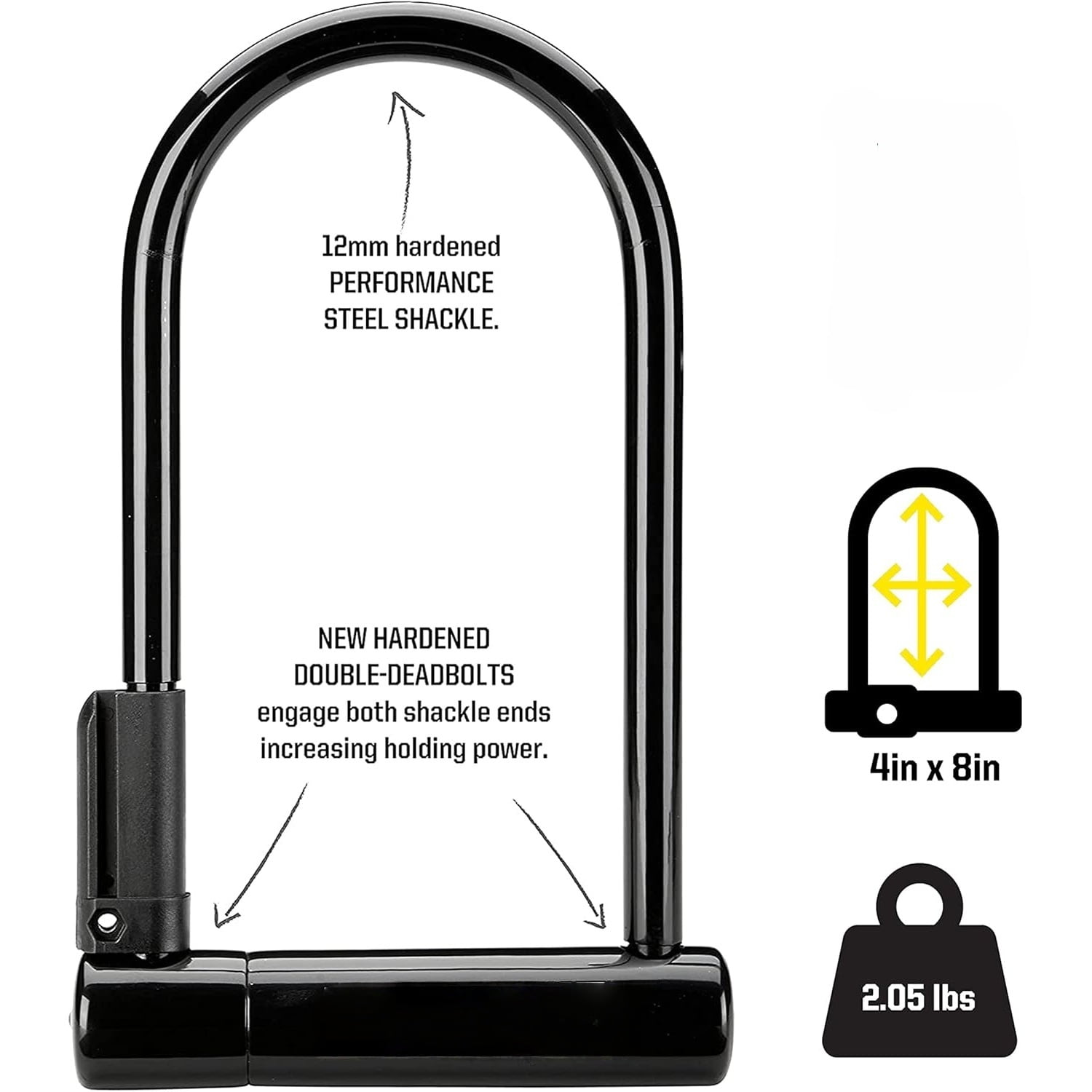 Bike U-Lock Standard with Braided Steel Cable, Heavy Duty Anti-Theft Bicycle U Lock, 12mm ...