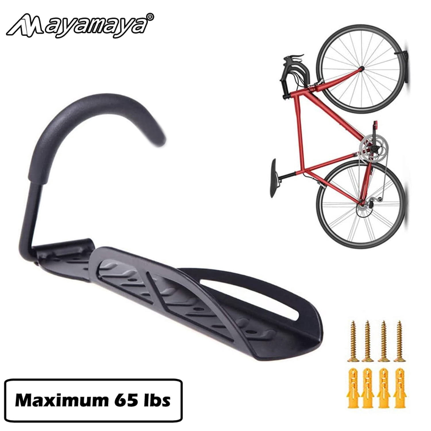 Bike Wall Mount, AYAMAYA Vertical Steel Bike Hook Hold up to 65 lb with ...