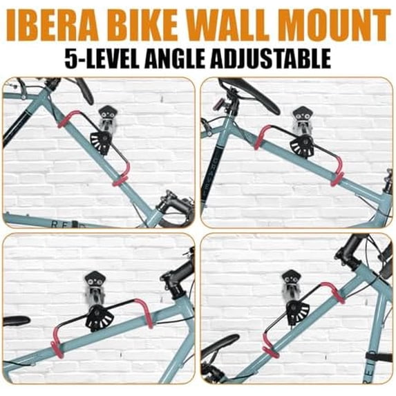 Bike Wall Mount - Adjustable Frame Holder & Soft Rubber Cradles ...