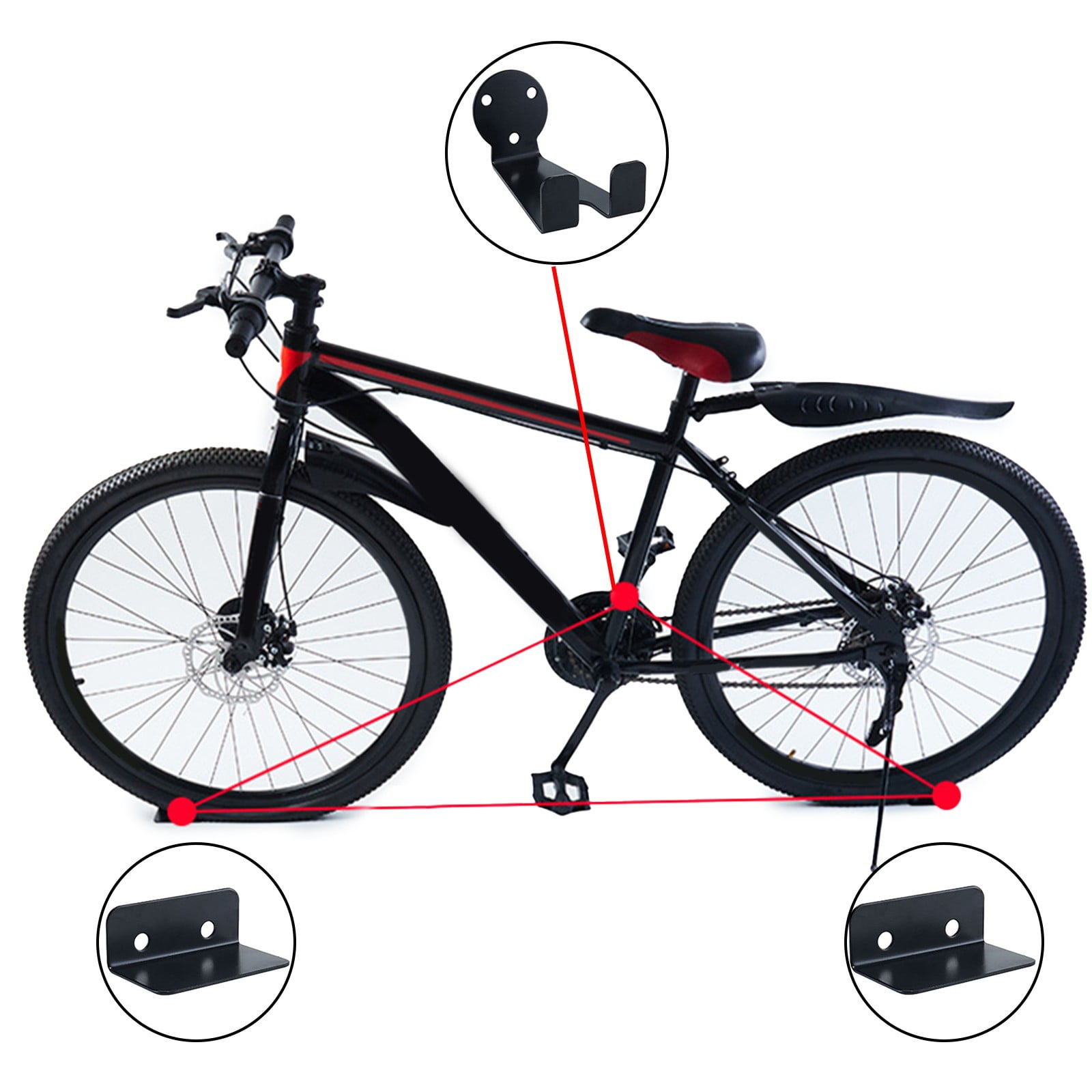 Bike Wall Mount Hanger 3 In 1 Metal Support Brackets For MTB Road Bike ...