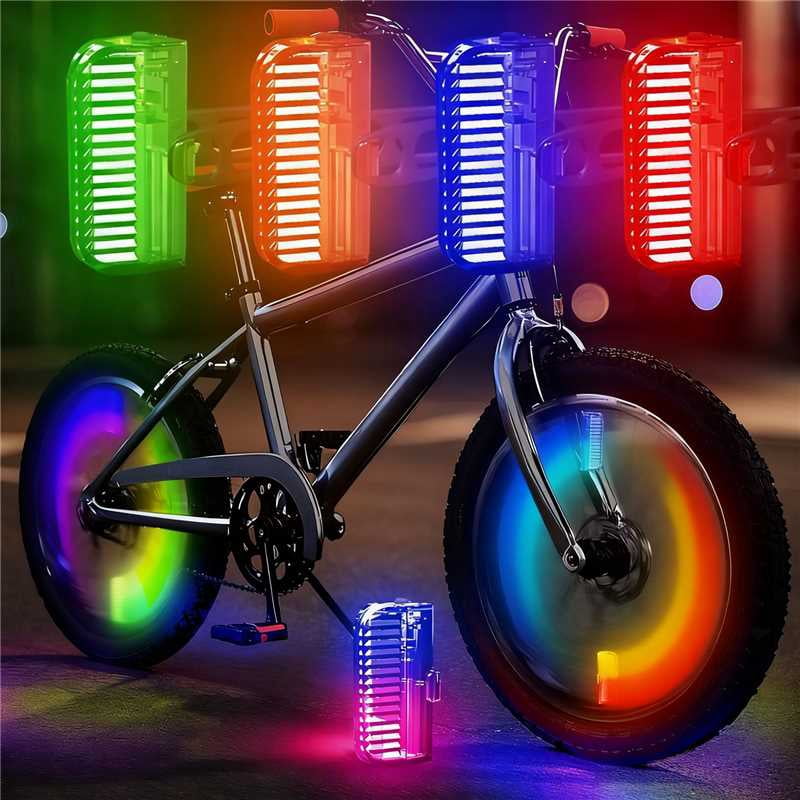 Bike Wheel Lights Rechargeable(2pack), Bike Spoke Lights Weatherproof ...