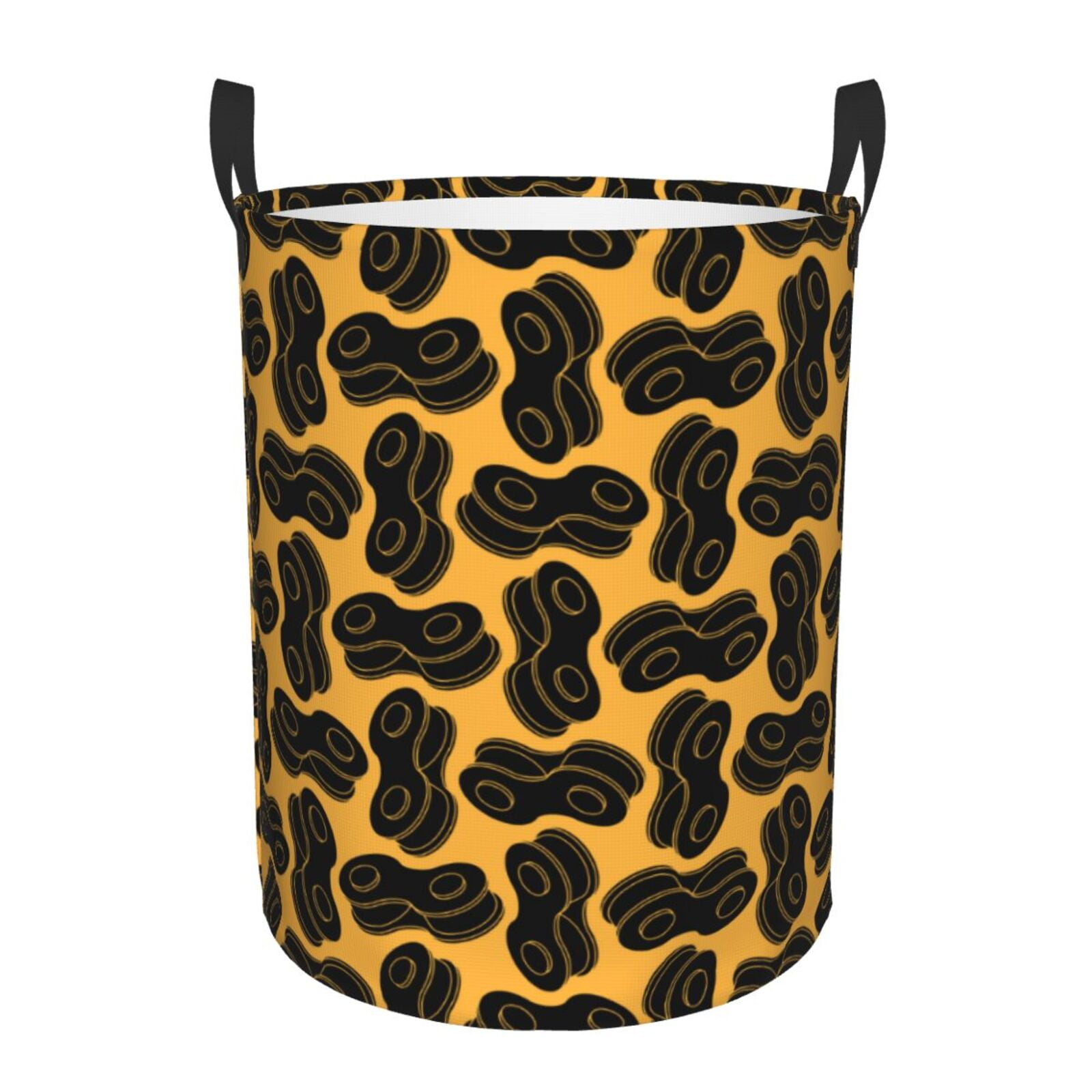 Bike chains Pattern black Round Laundry Basket, Laundry Hamper with ...