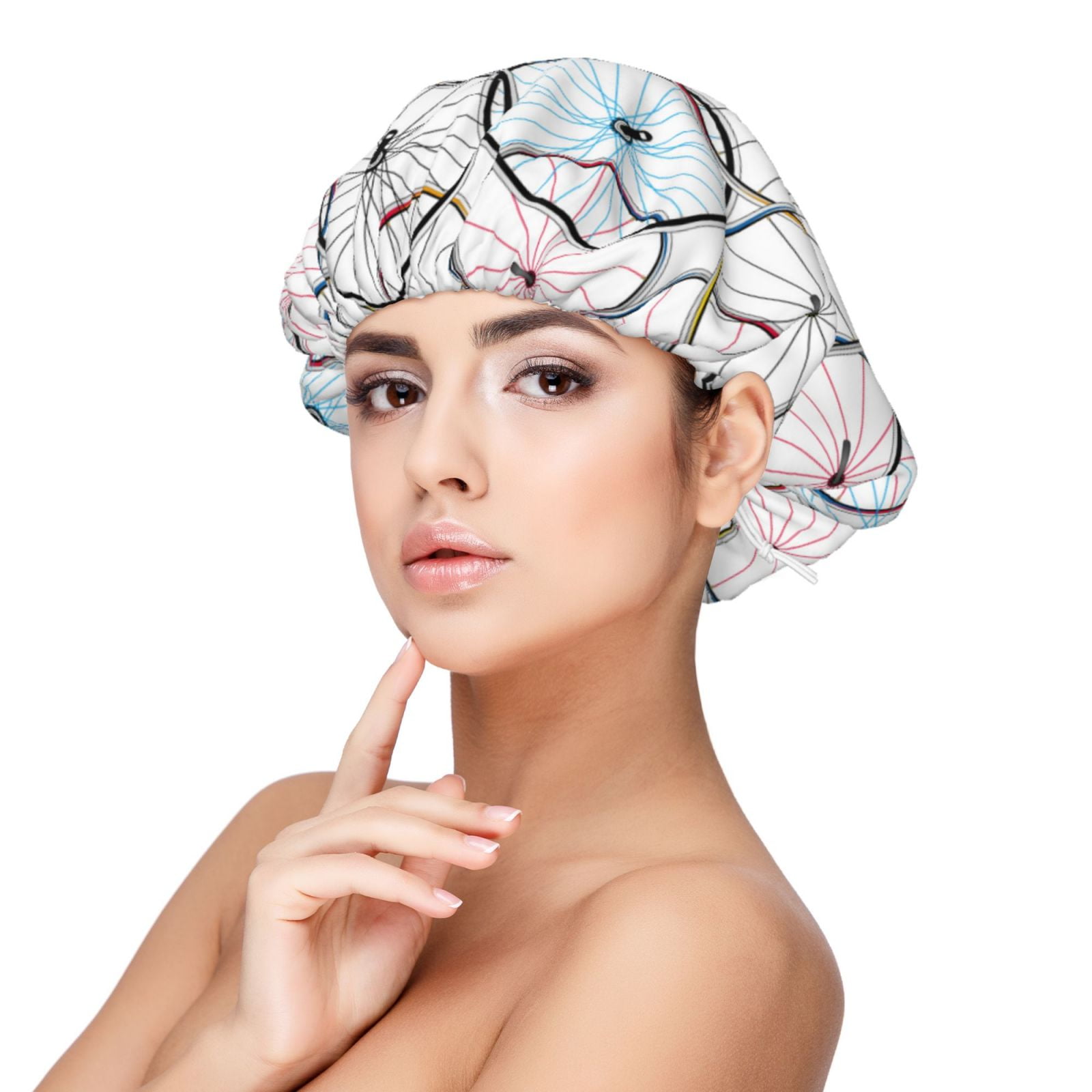 Bike wheel Pattern red Silk Bonnet for Sleeping Women Men, Adjustable ...